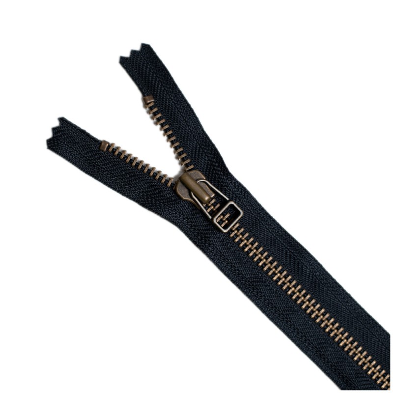 YKK Antique Brass No 8 Closed End Zip with square slider
