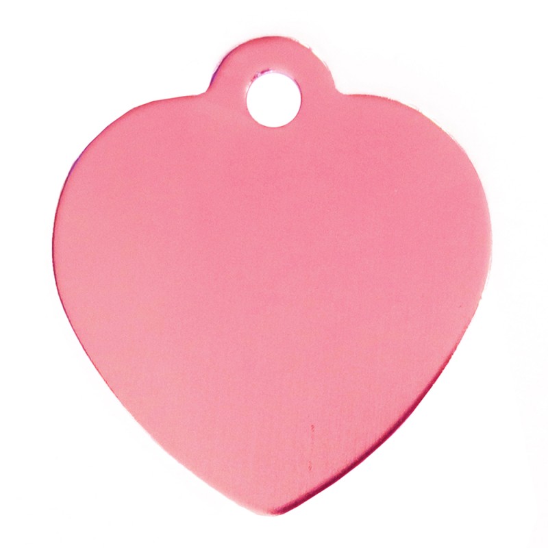 Aluminium Pet Tag Heart Shape with Hole Mount Medium 28 x 25mm